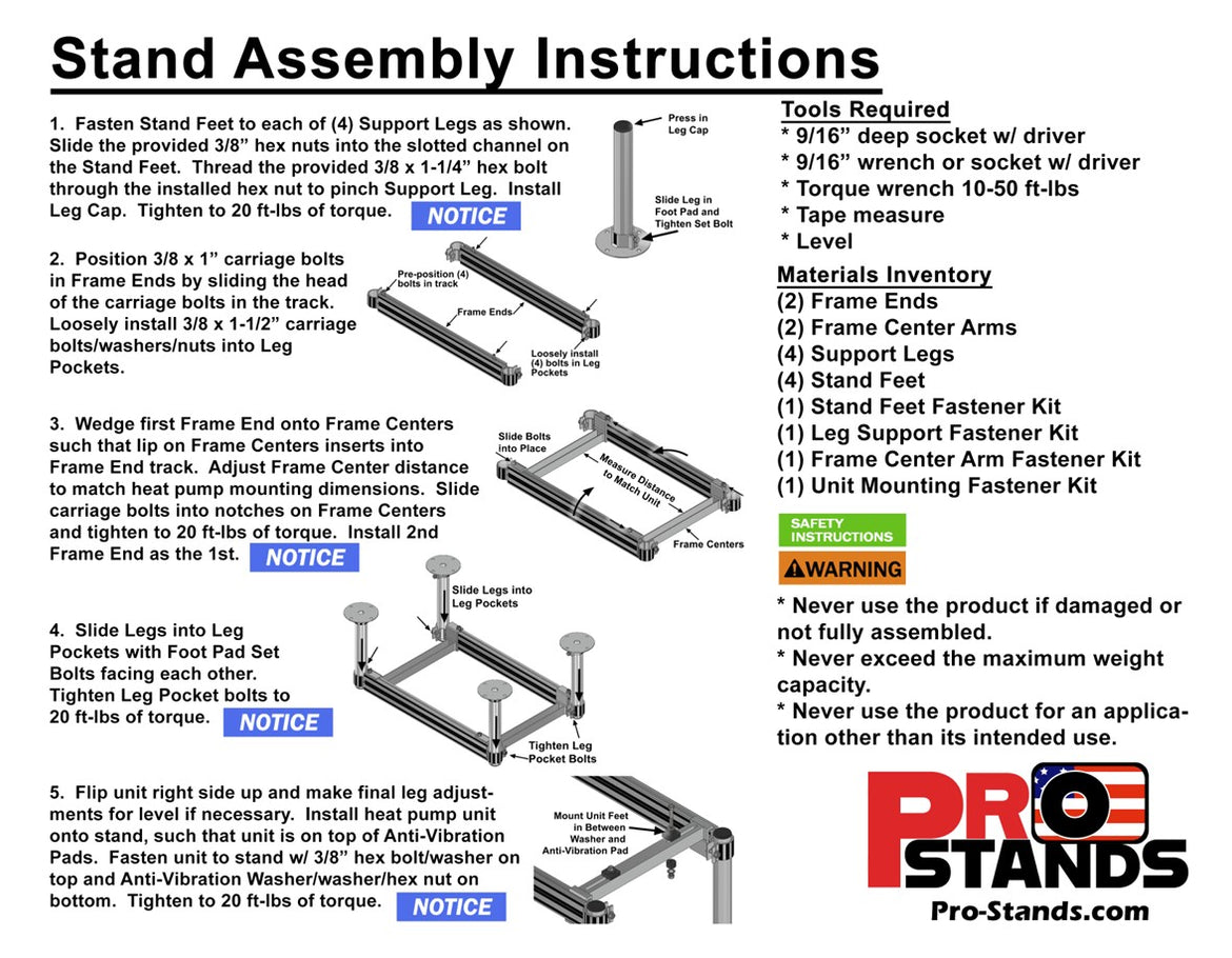 Aluminum Mini Split Stand - 12 Inch Tall Powder Coated — Pro Stands